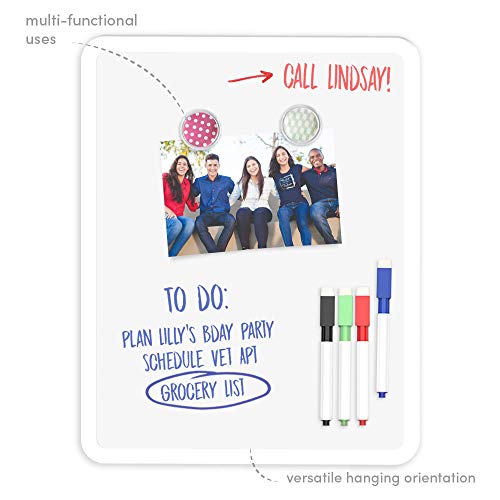 Dry Erase Board 11 by 14 in - Magnetic Whiteboard with 4 Markers and 2 Magnets- White Frame- for School, Home, Office, Remote Learning- Easy to Hang on Walls or Magnetic Surface