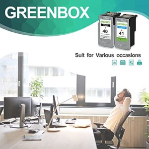 GREENBOX Remanufactured Ink Cartridge PG40 CL41 Replacement for Canon PG-40 CL-41 for Canon PIXMA IP1800 IP2600 MP140 MP150 151 MP160 MP170 MP180 MP190 MP210 MP450 MP470 JX200 Printer(1 Black 1 Color)