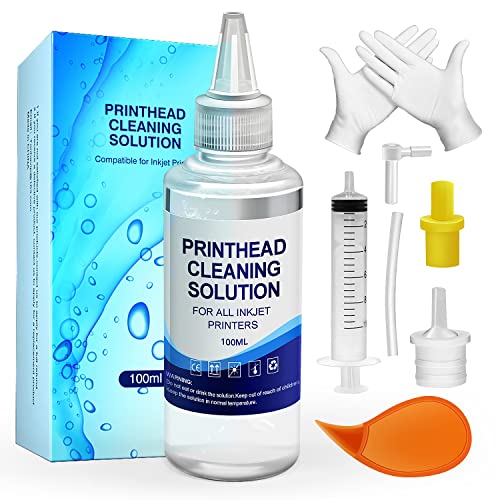 Printhead Cleaning Kit, Printhead Cleaner Kit, Compatible for Inkjet Printers HP/Canon/Brother/Epson 8600 5520 4620 6520 6600 6700 6968 6978 8610 HP 922 Pro100 MX922 Canon Printer, 100ML