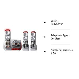 Panasonic KX-TGM450S + (2) KX-TGMA45S Digital Answering Machine with Volume Boost Control for Amplified Caller Voice Cordless Telephone-3 Handset