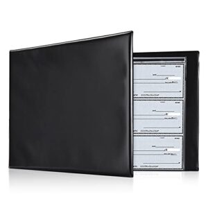 7 Ring Business Check Book Binder, 600 Checks Capacity for 9" x 13" Sheets, PU Leather Checkbook Holder with Zip Pouch