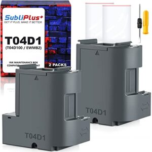 subliplus+ t04d1/t04d100 ink maintenance box replacement for et-3750 et-15000 et-4760 et-3760 xp-5100 et-3850 et-4850 wf-2860 et-3710 et-5150 et-3830 etc. printers (to4d1/to4d100/t04d1/ewmb2) 2 packs