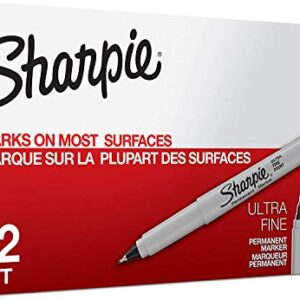 Sharpie Permanent Markers, Ultra Fine Point, Black, 12-Count