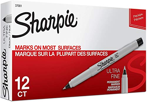 Sharpie Permanent Markers, Ultra Fine Point, Black, 12-Count