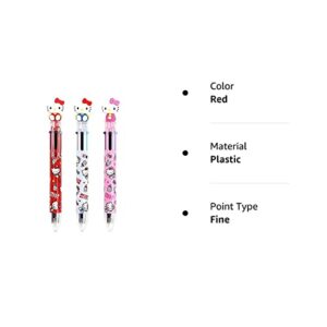 Hello Kitty 0.7mm 6-Color Multicolor Ballpoint Pen w/Hello Kitty Figure 1PC (Red)