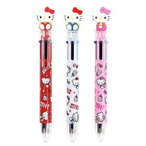 hello kitty 0.7mm 6-color multicolor ballpoint pen w/hello kitty figure 1pc (red)