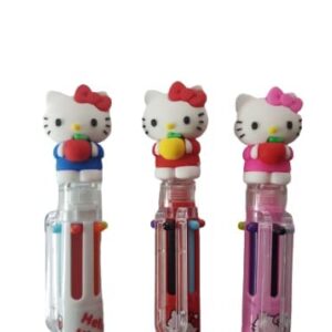 Hello Kitty 0.7mm 6-Color Multicolor Ballpoint Pen w/Hello Kitty Figure 1PC (Red)