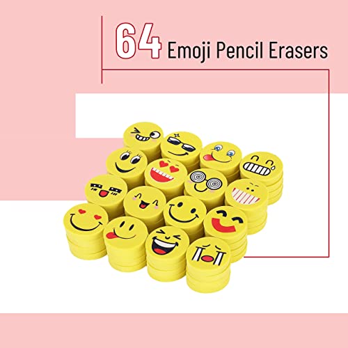 Mr. Pen- Erasers, Pack of 64, Smiley Eraser, Pencil Erasers, Erasers for Kids, School Supplies, Mini Eraser Pencil for Students, Fun Eraser, Cute Erasers, Eraser for School, Prizes for Kids Classroom