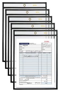 shop ticket holders, 9 x 12 inches, both sides clear, stitched black edge trim, by better office products, 25 pack