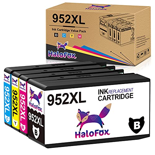 HaloFox Remanufactured Ink-Cartridge Replacement for HP 952 XL 952XL with Updated Chips for HP OfficeJet Pro 8710 8720 7720 7740 8740 8715 8730 8725 8702 8216 8210 Printer Ink (4-Pack)