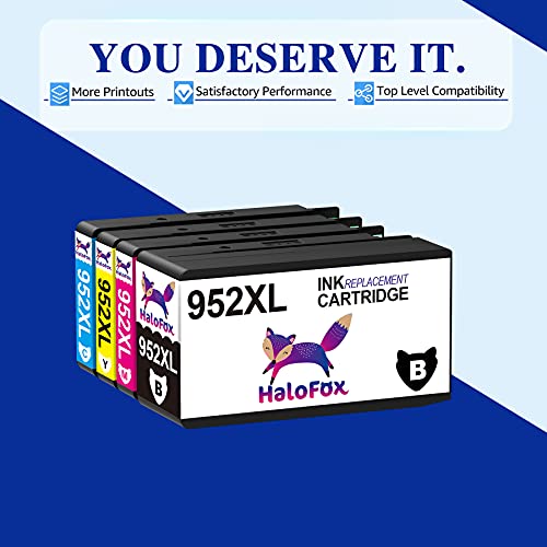 HaloFox Remanufactured Ink-Cartridge Replacement for HP 952 XL 952XL with Updated Chips for HP OfficeJet Pro 8710 8720 7720 7740 8740 8715 8730 8725 8702 8216 8210 Printer Ink (4-Pack)