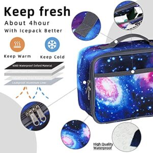 WeiWyTex Galaxy Insulated Lunch Bag for Boys/Girls, Reusable Cooler Lunch Box for Kids School/Picnic/Travel