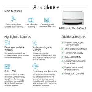 HP Scanjet Pro 2000 s2 Sheet-Feed Scanner (6FW06A)