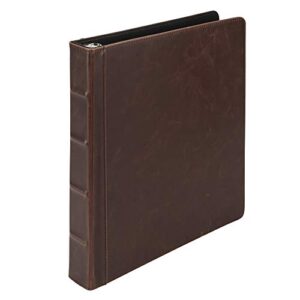 samsill vintage hardback 3 ring leather binder, professional binder organizer, planner binder, 1 inch 3 ring binder, letter size 8.5 x 11, no zipper, faux brown leather