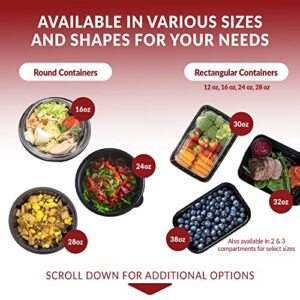 Reli. Meal Prep Containers, 16 oz. | 50 Pack | 1 Compartment Food Container w/Lids | Microwavable Food Storage Containers/To Go | Black Reusable Bento Box/Lunch Box Containers for Food/Meal Prep