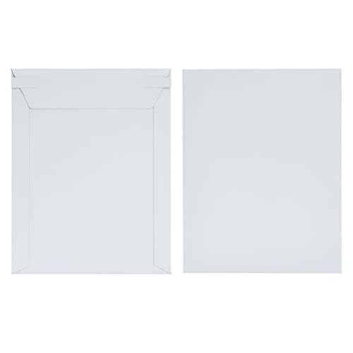 100 Pack 7x9 Rigid Cardboard Mailers That Stay Flat, Self Adhesive Photo Envelopes for Shipping Documents, Bulk (White)