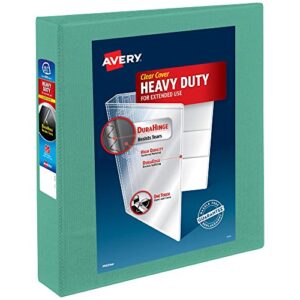 avery heavy-duty 3 ring binder, 1.5 inch slant rings, mint view binder (79271)