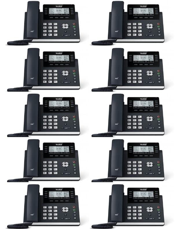 Yealink SIP-T43U IP Phone [10 Pack] 12 VoIP Accounts. 3.7-Inch Graphical Display. Dual USB 2.0, Dual-Port Gigabit Ethernet, 802.3af PoE, Power Adapter Not Included (SIP-T43U)