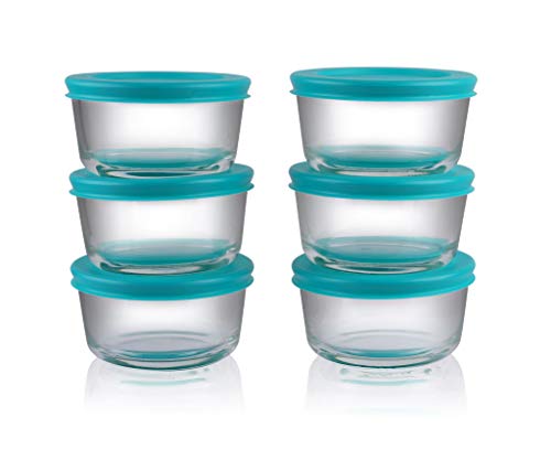 BOVADO USA 1 Cup Glass Round Dish for Storage, Mixing, Serving - Dishwasher, Freezer & Oven Safe Glass, Easy-Clean, Clear with Lid, Pack of 6 Containers