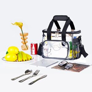 UEASE Clear Lunch Bag 10-Can with Adjustment Shouder Strap for Women/Men, Reusable Clear Lunch Box/Clear Tote Bag Stadium Approved for Work,School,Picnic,Security Check(Medium)