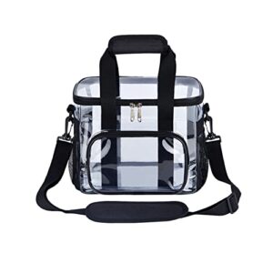 UEASE Clear Lunch Bag 10-Can with Adjustment Shouder Strap for Women/Men, Reusable Clear Lunch Box/Clear Tote Bag Stadium Approved for Work,School,Picnic,Security Check(Medium)