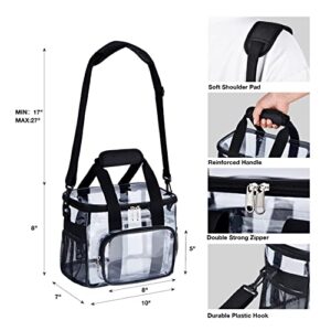 UEASE Clear Lunch Bag 10-Can with Adjustment Shouder Strap for Women/Men, Reusable Clear Lunch Box/Clear Tote Bag Stadium Approved for Work,School,Picnic,Security Check(Medium)