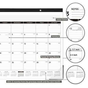 2023 Desk Calendar - Large Desk Calendar 2023-2024, 22" x 17", Jan 2023 – Jun 2024, 18 Monthly Desk/Wall Calendar 2-in-1, Thick Paper, Corner Protector, Desk Pad, Large Ruled Blocks - Classic Black