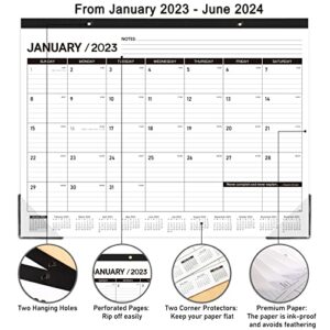 2023 Desk Calendar - Large Desk Calendar 2023-2024, 22" x 17", Jan 2023 – Jun 2024, 18 Monthly Desk/Wall Calendar 2-in-1, Thick Paper, Corner Protector, Desk Pad, Large Ruled Blocks - Classic Black