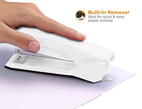 Bostitch Office Ascend 3 in 1 Stapler, Integrated Remover, 420 Staples Included, 20 Sheet Capacity, Lightweight, Full Size, White (B210-WHT)