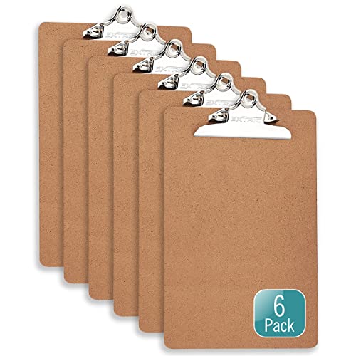 6 Clipboards, Standard A4 Letter Size Clipboard, 9" x 12.5" Clipboard, Clip Boards 8.5x11 Inch Paper, Clip Boards with 6" Metal Clip, Wood Clipboards, Hardboard Clip Board, Clipboards Bulk