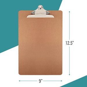 6 Clipboards, Standard A4 Letter Size Clipboard, 9" x 12.5" Clipboard, Clip Boards 8.5x11 Inch Paper, Clip Boards with 6" Metal Clip, Wood Clipboards, Hardboard Clip Board, Clipboards Bulk