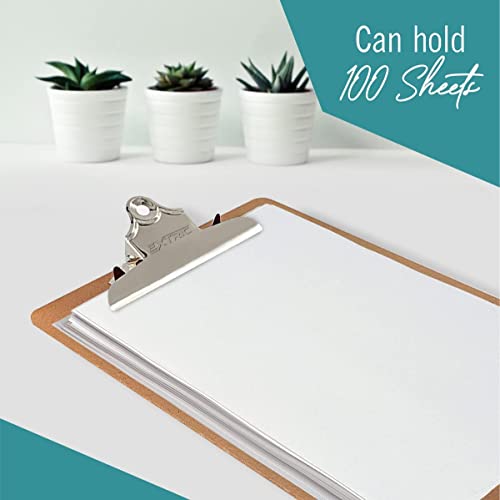 6 Clipboards, Standard A4 Letter Size Clipboard, 9" x 12.5" Clipboard, Clip Boards 8.5x11 Inch Paper, Clip Boards with 6" Metal Clip, Wood Clipboards, Hardboard Clip Board, Clipboards Bulk