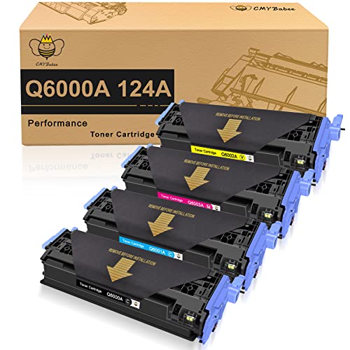 CMYBabee Compatible Toner Cartridge Replacement for HP 124A Q6000A Q6001A Q6002A Q6003A Color 1600 2600n 2605dn 2605dtn CM1015 CM1017 MFP Printer (Black, Cyan, Yellow, Magenta, 4-Pack)