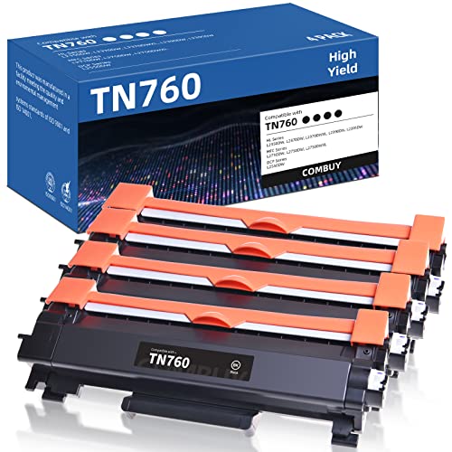 TN760 Toner for Brother Printer Compatible Replacement for Brother TN760 TN-760 TN730 TN-730 for HL-L2350DW HL-L2370DW HL-L2395DW HL-L2370DWXL HL-L2395DW DCP-L2550DW Printer Toner Cartridges (4 Black)