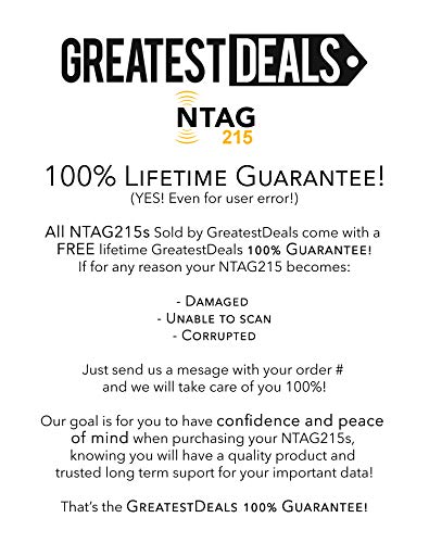 GreatestDeals NTAG215 NTAG 215 25mm NFC Stickers Works with TagMo (Android) and Placiibo (iOS) and All NFC Applications (50 Stickers)