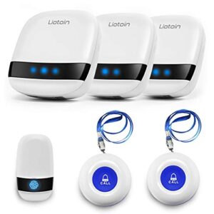 liotoin wireless caregiver pager call button nurse alert system call bell for home/elderly/patients/disabled 3 transmitters 3 plugin receivers (600+ft operating range)…