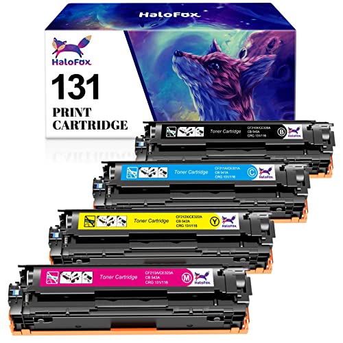 HaloFox Compatible Toner Cartridge Replacement for Canon 131 131H imageClass MF624Cw MF628Cw MF8280Cw LBP7100Cw MF8230Cn for HP 131A 131X Printer (Black, Cyan, Yellow, Magenta, 4-Pack)