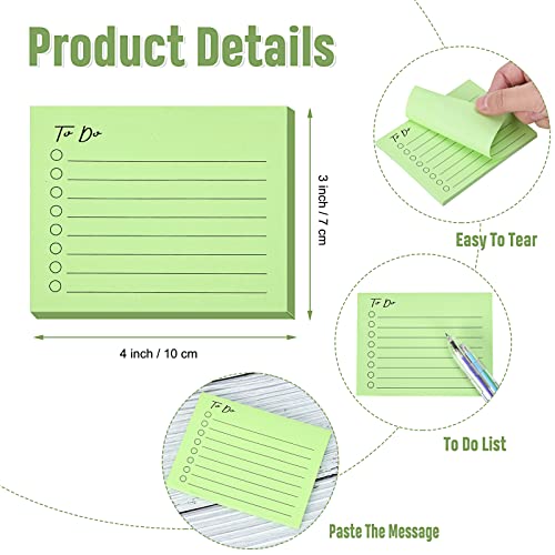 EOOUT 10 Pack to Do List Sticky Notes, 500 Sheets Self-Stick to Do Sticky Notes with Line, 3x4 Inch Adhesive Memo Sticky Notes Notepad Bulk, Home Office School Planner Reminder Supplies