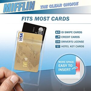 Mifflin-USA Plastic Waterproof ID Badge Holders (Clear, 2.25x3.5 Inch, 100 Pack), Vertical Hanging Name Card Holder with Zipper, Resealable Bulk Nametag Holders