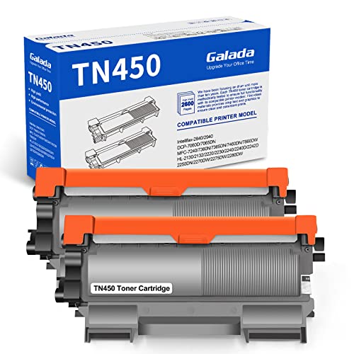 Galada Compatible Toner Cartridge Replacement for Brother TN450 TN420 TN-450 TN-420 for DCP-7060D DCP-7065DN HL-2230 HL-2240 HL-2270DW HL-2280DW Intellifax 2840 2940 MFC-7360N MFC-7860DW 2 Pack