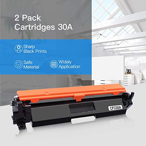 LxTek Compatible Toner Cartridge Replacement for HP 30A CF230A 30X CF230X to use with Laserjet Pro MFP M203dw M227fdw M227fdn M203d M203dn M227sdn M227 M203Printer (Black, 2-Pack)