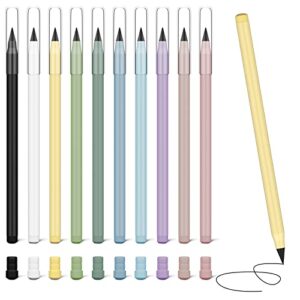 ainiv 10 pcs inkless magic pencil everlasting pencil eternal with macaron eraser, infinity reusable pencil for writing drawing with extra 10 erasers,cute morandi pencils home office school supplies