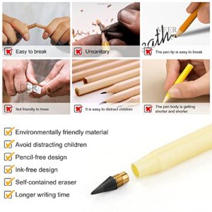 Ainiv 10 PCS Inkless Magic Pencil Everlasting Pencil Eternal with Macaron Eraser, Infinity Reusable Pencil for Writing Drawing with Extra 10 Erasers,Cute Morandi Pencils Home Office School Supplies