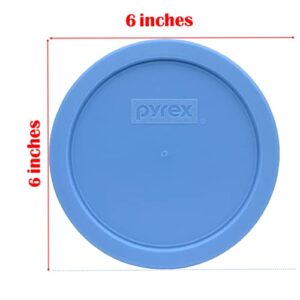 Pyrex 7401-PC 3-cup Blue Cornflower Round Plastic Food Storage Replacement Lids - 2 Pack