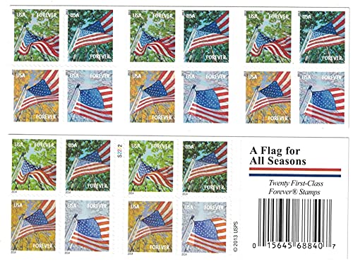 USPS Forever Stamps A Flag for All Seasons - book of 20 postage stamps