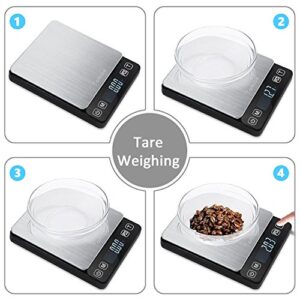 Digital Touch Pocket Scale 0.01oz - Tomiba 3000g Small Portable Electronic Precision Scale (0.1g) Resolution 2 AAA Batteries Included