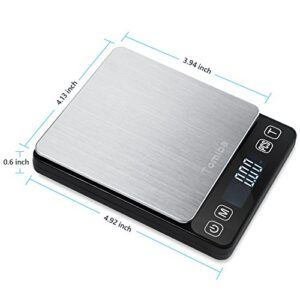 Digital Touch Pocket Scale 0.01oz - Tomiba 3000g Small Portable Electronic Precision Scale (0.1g) Resolution 2 AAA Batteries Included