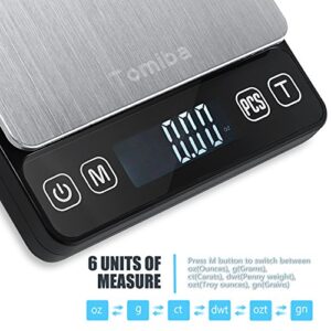 Digital Touch Pocket Scale 0.01oz - Tomiba 3000g Small Portable Electronic Precision Scale (0.1g) Resolution 2 AAA Batteries Included