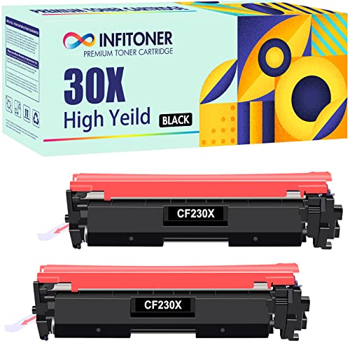 30X CF230X Toner Cartridge Black 2-Pack Compatible Replacement for HP 30X Black High Yield Toner Cartridge CF230X for HP Pro MFP M227fdw M203dw M227fdn M203dn M227sdn M203d M227 M203 Series Printer