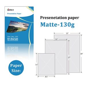 Uinkit 100 sheets Presentation Paper Matte 11x17 Double Sided 35 lb Photo 11 x 17 2 Sides Brochure Photos Picture Poster Playbill Flyer 6.5 Mil Double-Sided for laser and Inkjet Printers